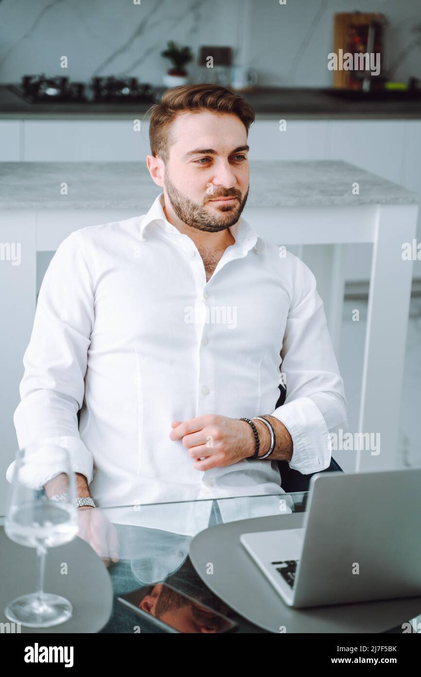 Handsome casual man writing message hi-res stock photography and images ...