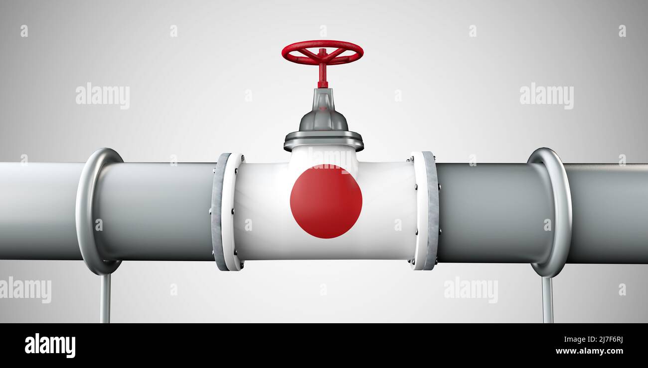 Japan oil and gas fuel pipeline. Oil industry concept. 3D Rendering ...