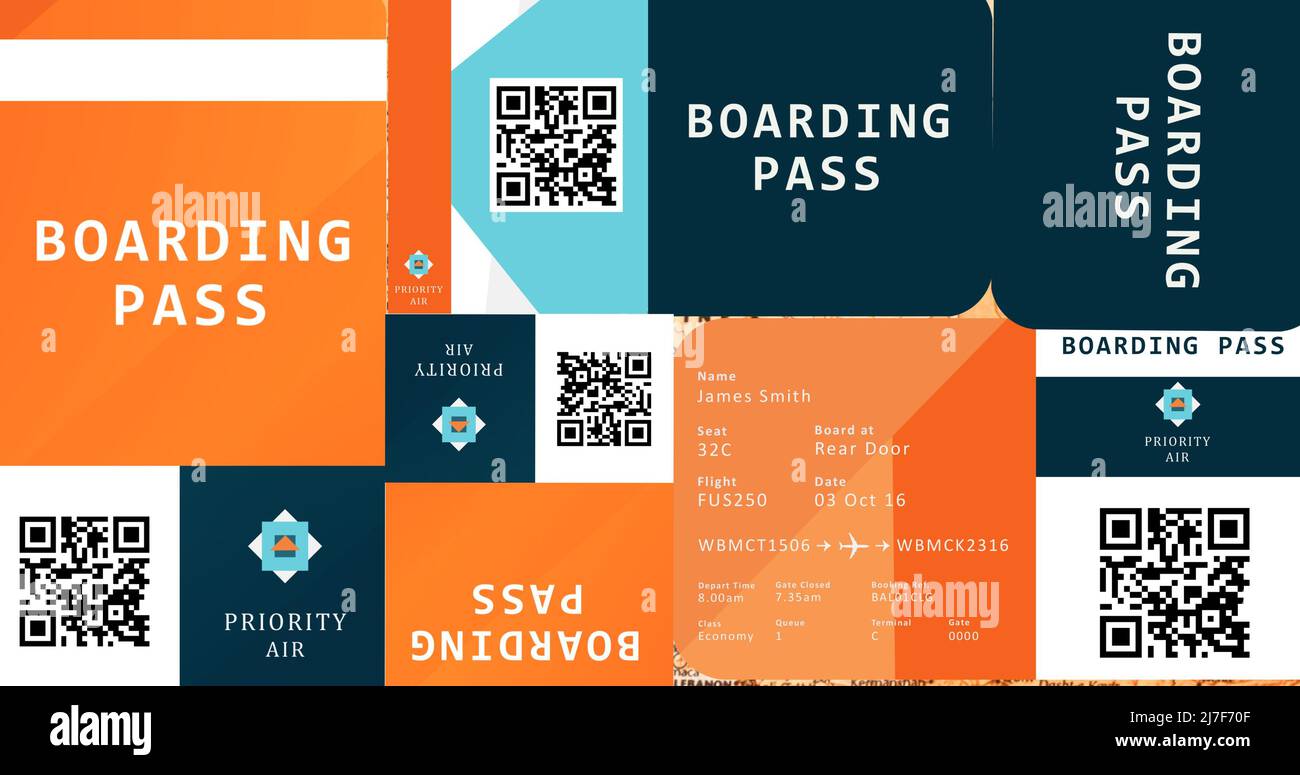 Illustrative image of multicolored priority air, boarding passes and ...