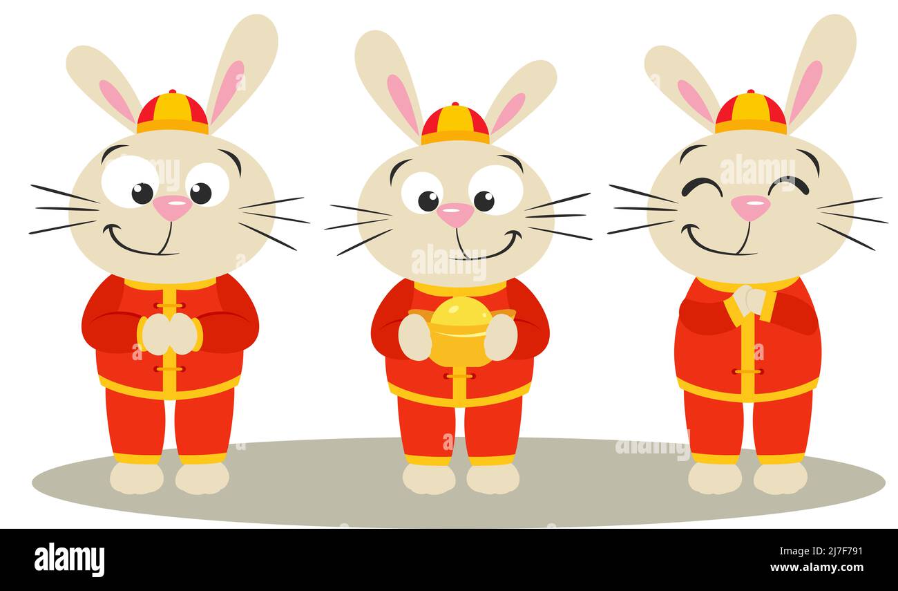 Three cute chinese zodiac rabbit Stock Photo - Alamy