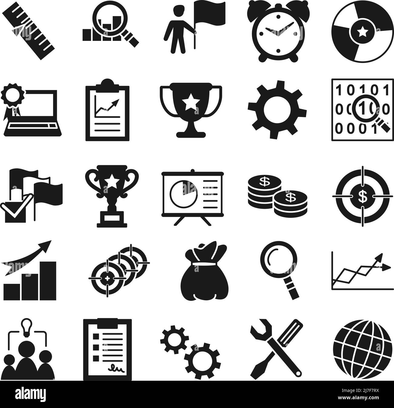 25 black and white business success icon elements. Search, review and ...
