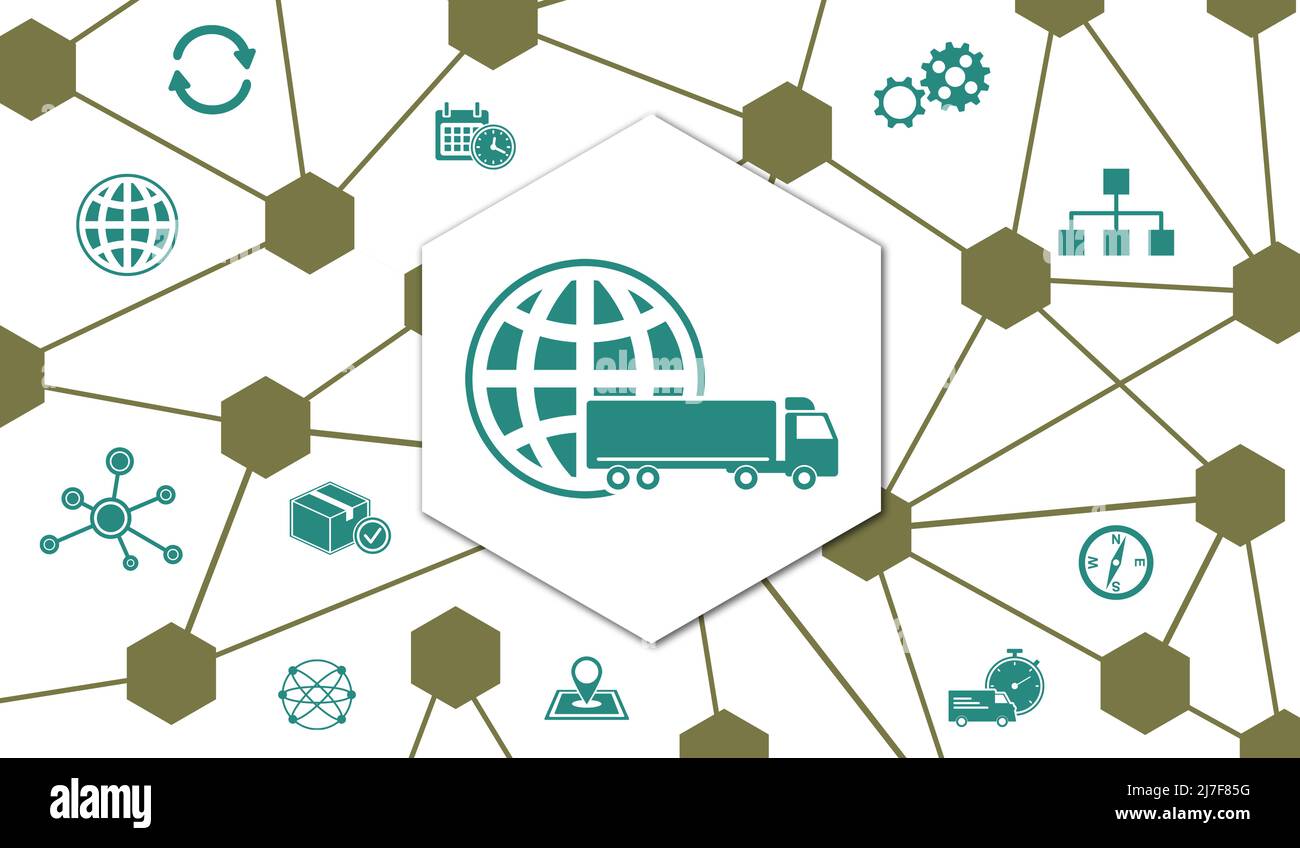 Concept of transportation with connected icons Stock Photo - Alamy