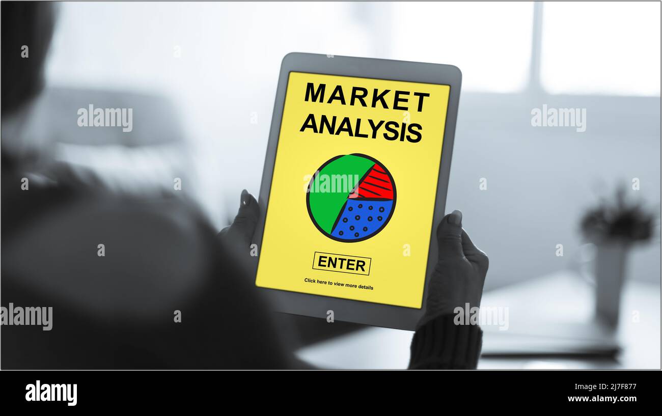 Tablet screen displaying a market analysis concept Stock Photo - Alamy