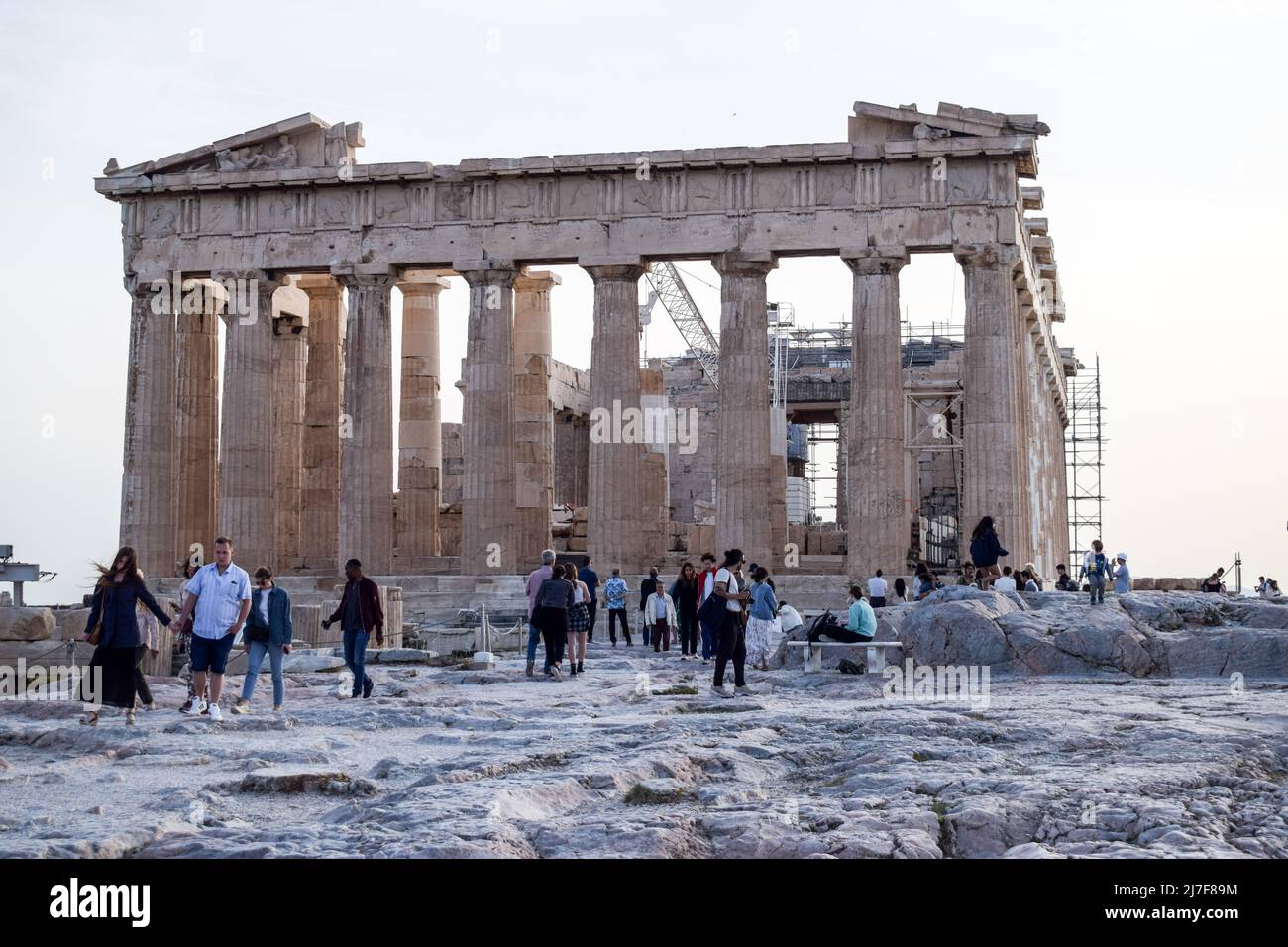 Tourists visit the Parthenon at the Athens' Acropolis archaeological ...