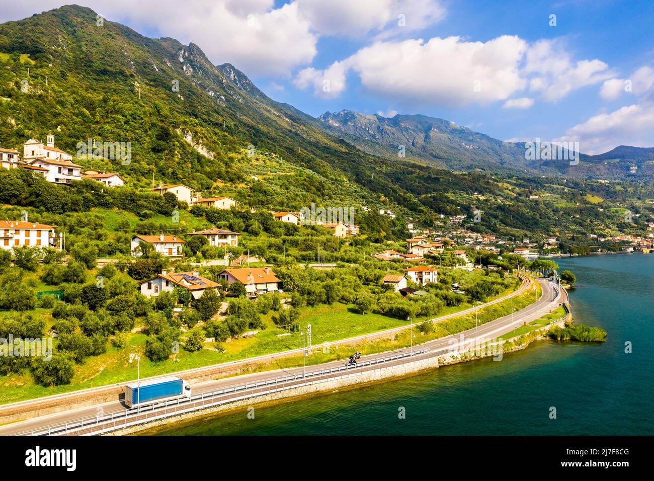 Aerial panorama of Lake Iseo in Lombardy, Italy Stock Photo - Alamy