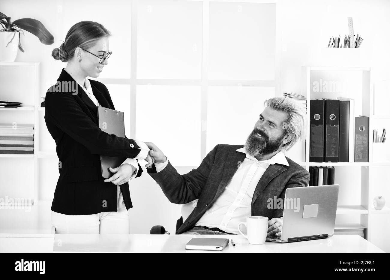 Build career. Office secretary. Business couple working. Couple in ...