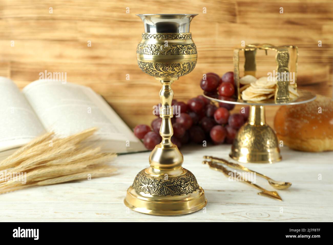 Concept or composition of Eucharist with different accessories Stock ...