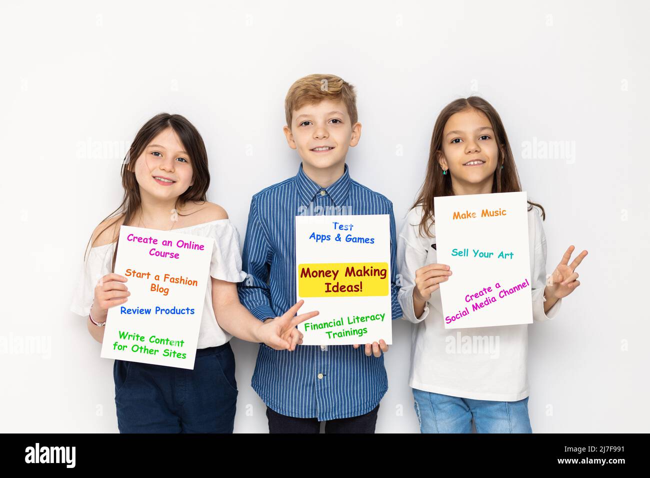 Little social media influencers teaching kids how to make money Stock ...
