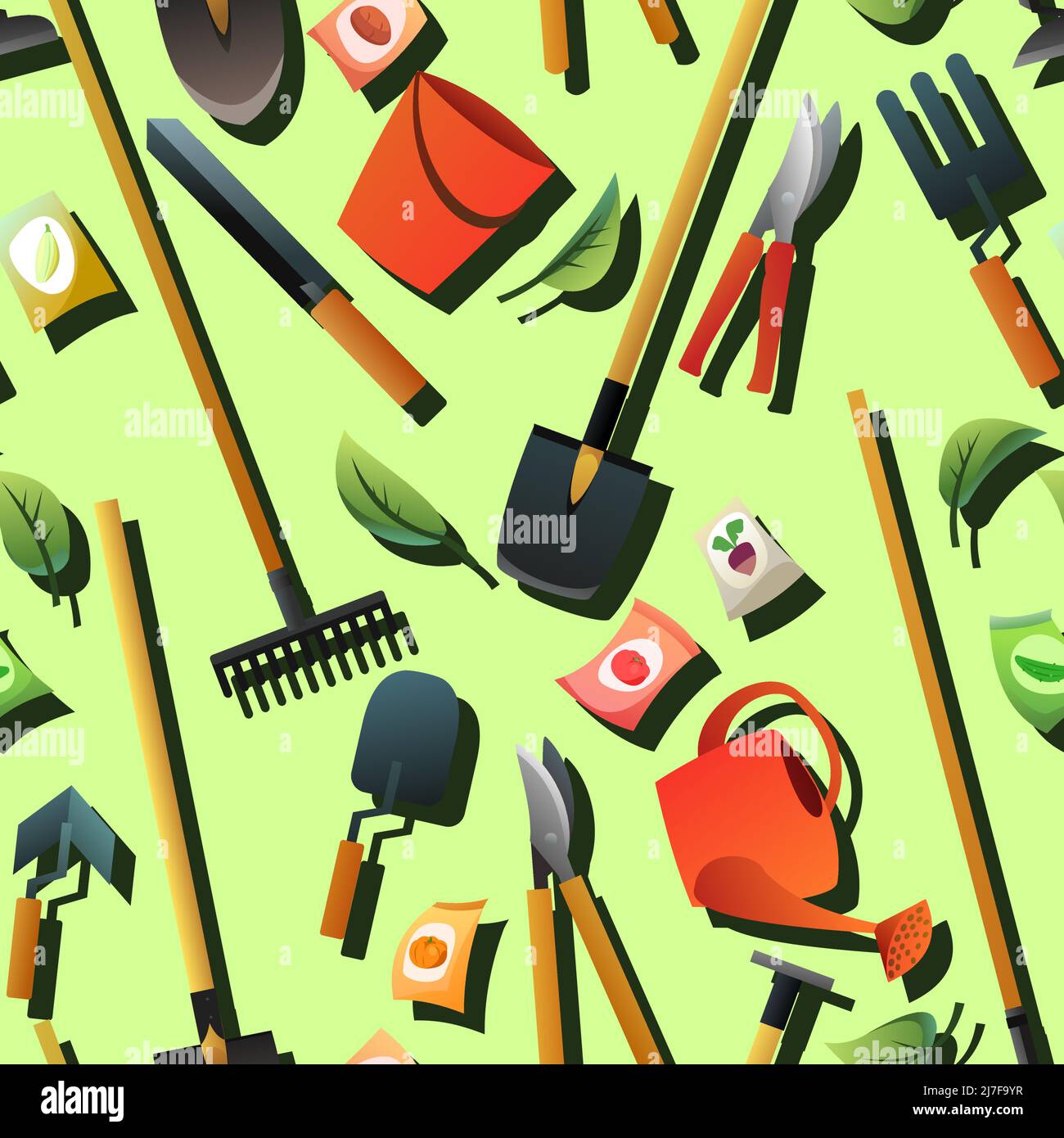 Agricultural rural garden tool. Seamless pattern. Shovels rakes and ...