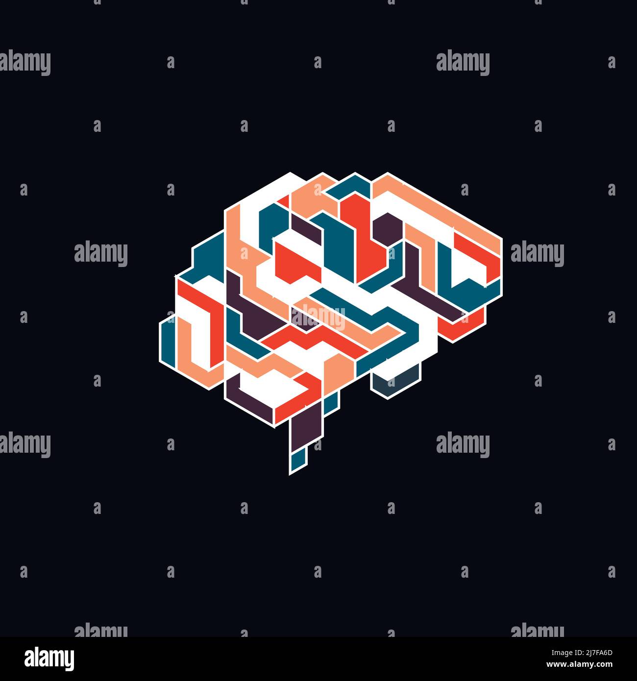 Creative concept human brain. Vector mosaic lines vector Stock Vector ...