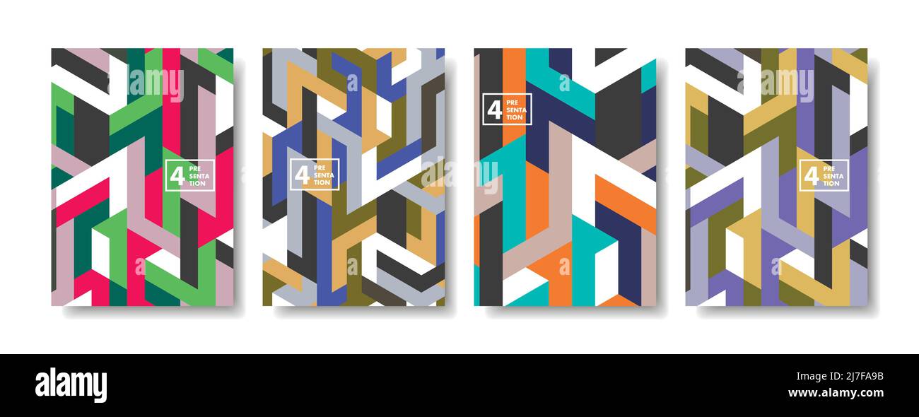 Flat geometric covers design. Color vector modern cover. Simple shapes ...