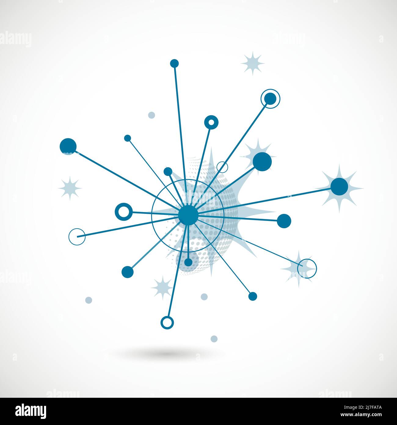 Network connectivity design. Communication cyan structure. Abstract ...