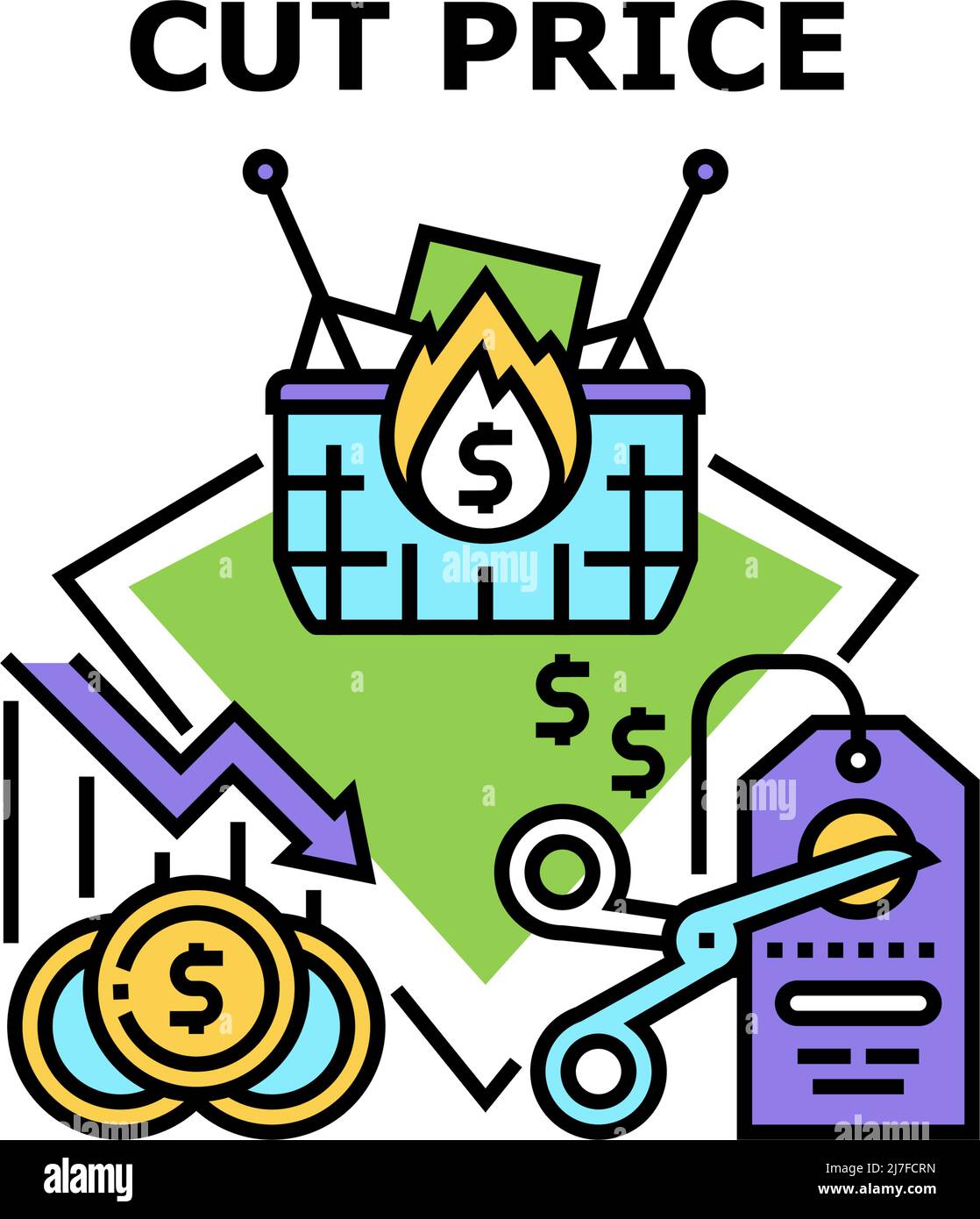 Cut Price Coupon Vector Concept Color Illustration Stock Vector Image ...