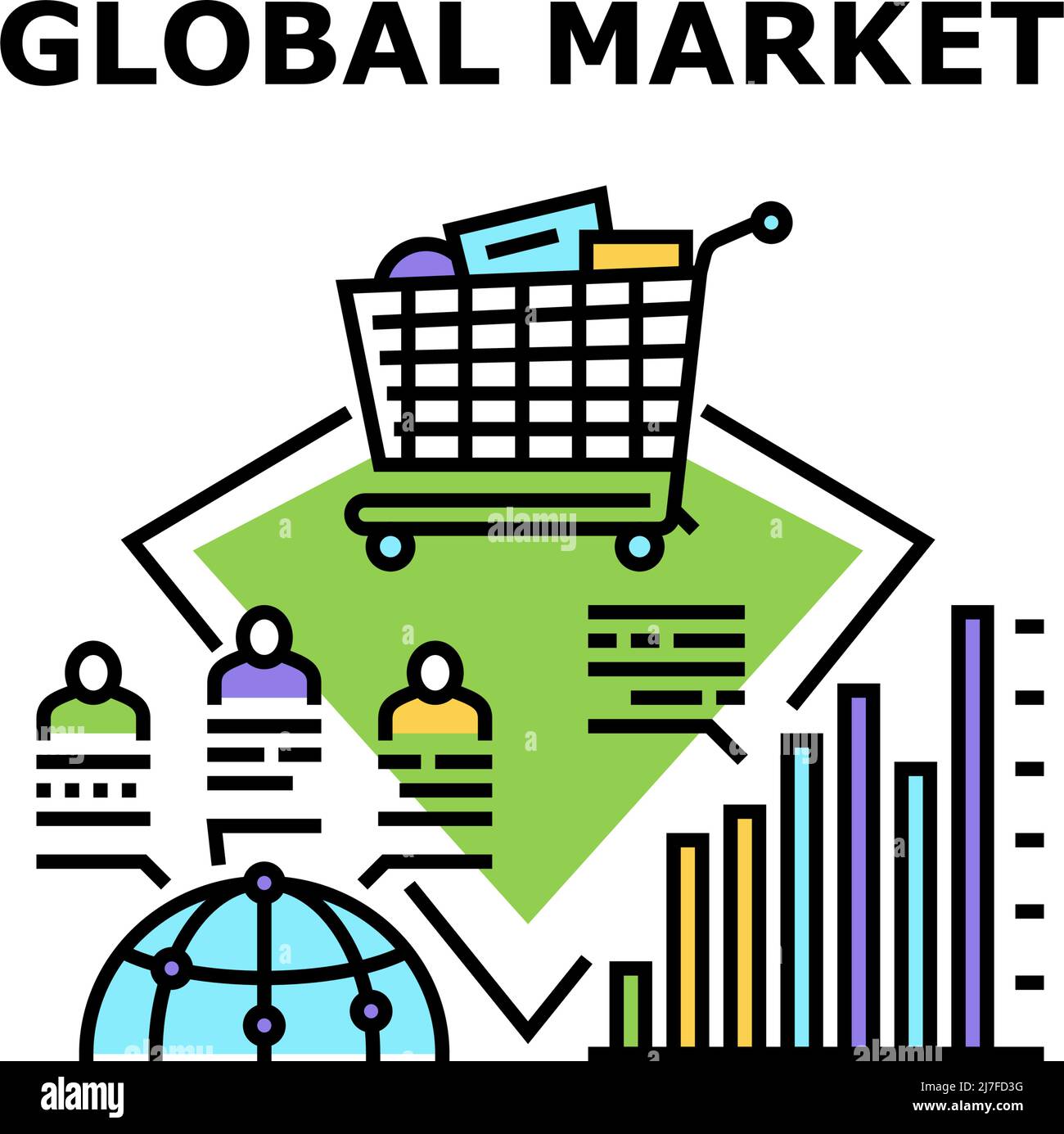 Global Market Vector Concept Color Illustration Stock Vector Image ...