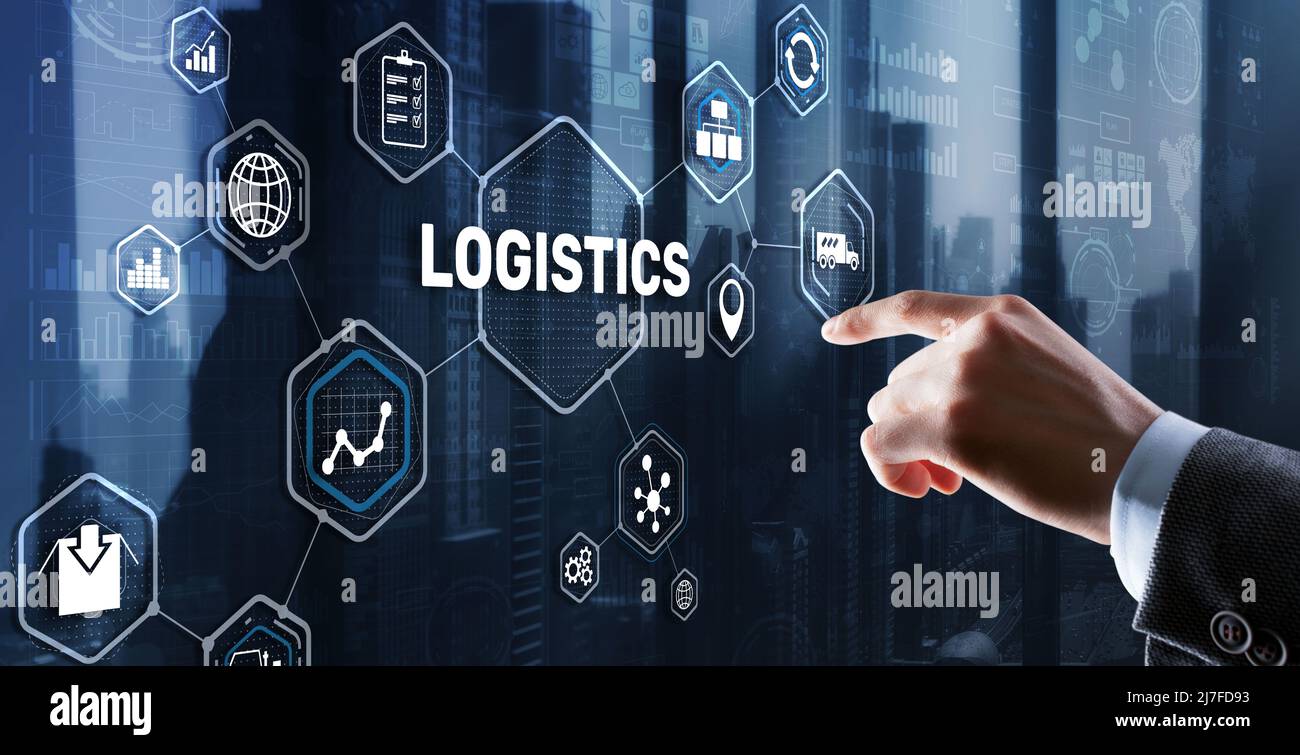 Logistic network distribution and transport concept. Goods delivery ...