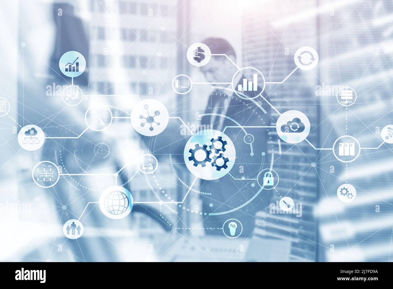 Process automation concept on blurred office and people Stock Photo - Alamy