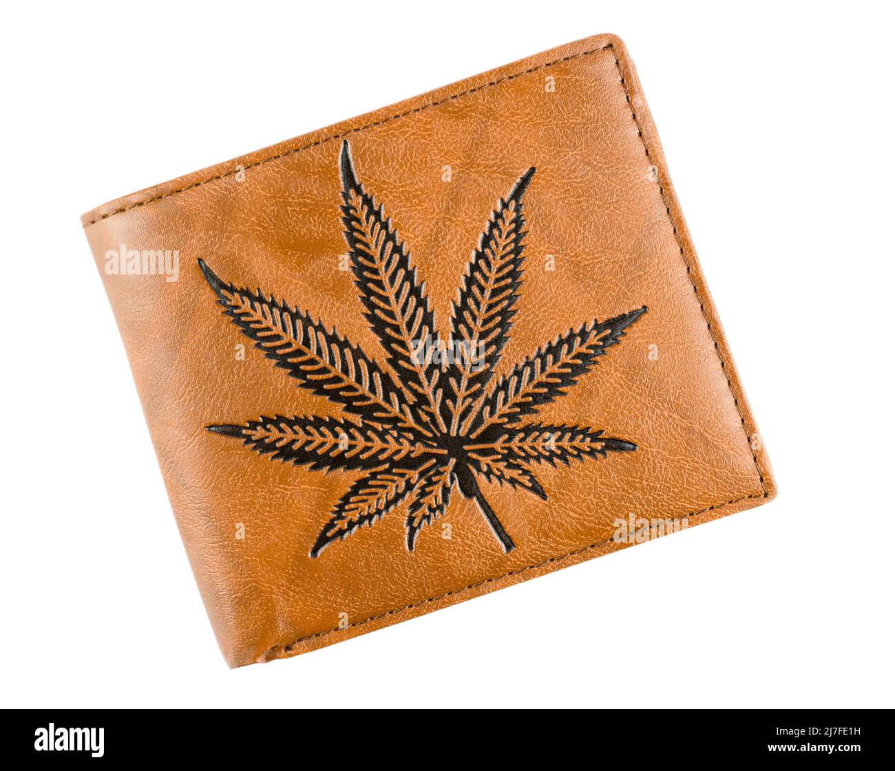 Closed brown male wallet on a white background close-up, isolate Stock ...