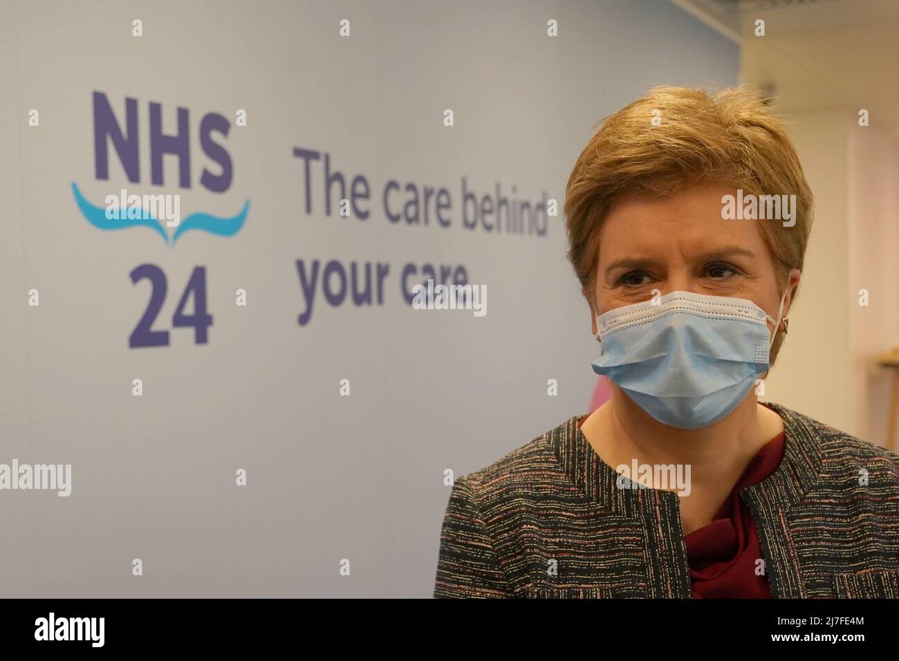 Scotland's First Minister Nicola Sturgeon during her visit to open NHS 24's new centre at ...