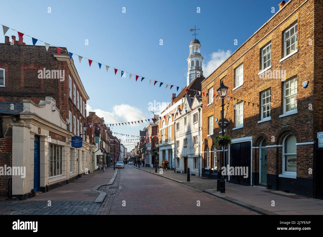 Spring afternoon on the High Street in Rochester, Kent, England Stock ...