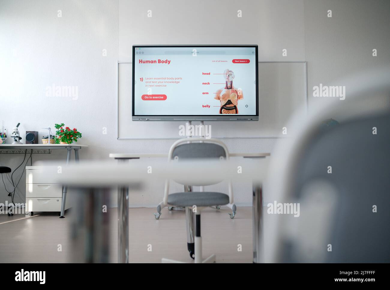 Empty classroom for biology lesson at school Stock Photo - Alamy