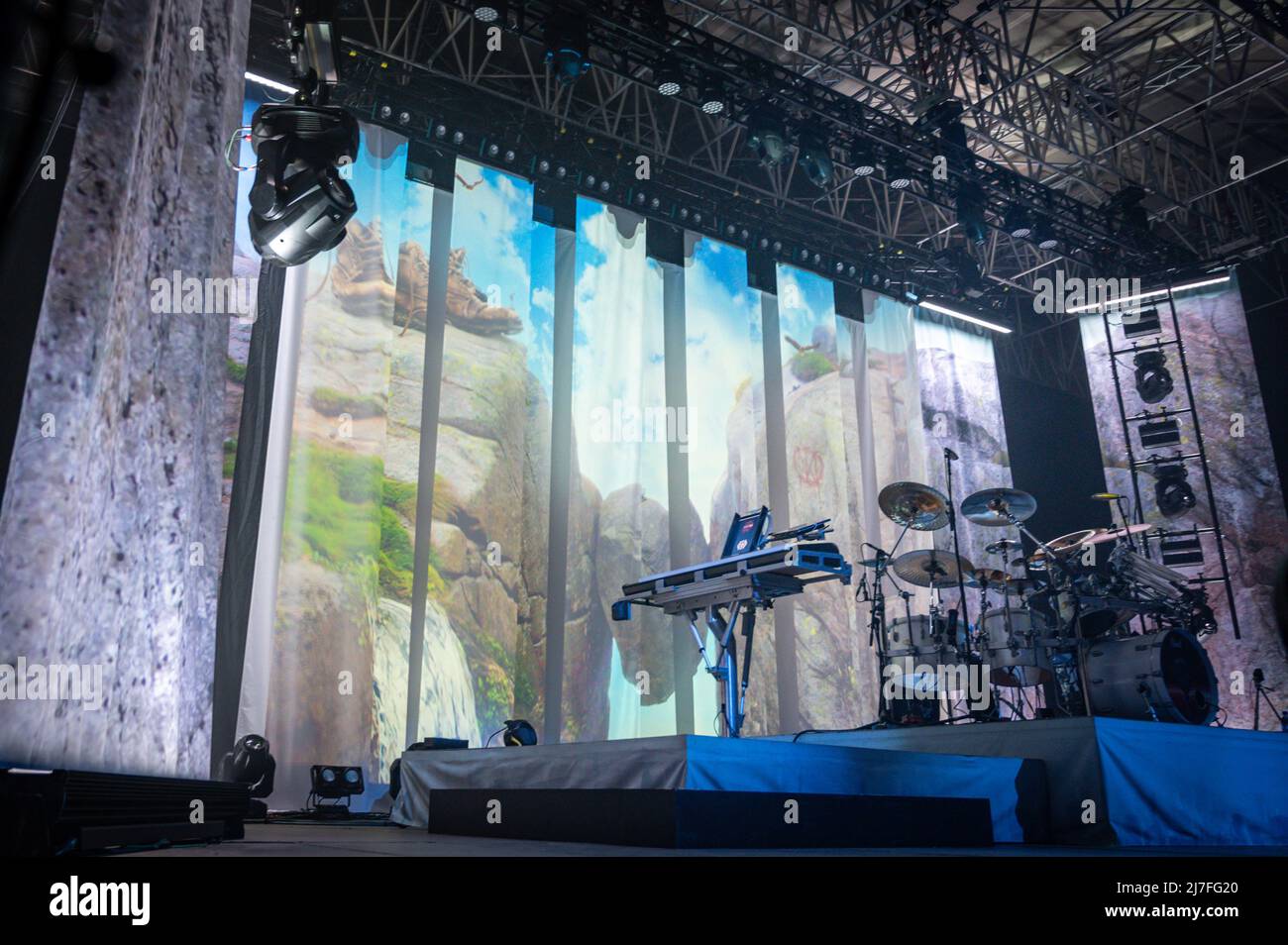 Kioene Arena, Padova, Italy, May 08, 2022, Dream Theater stage during ...
