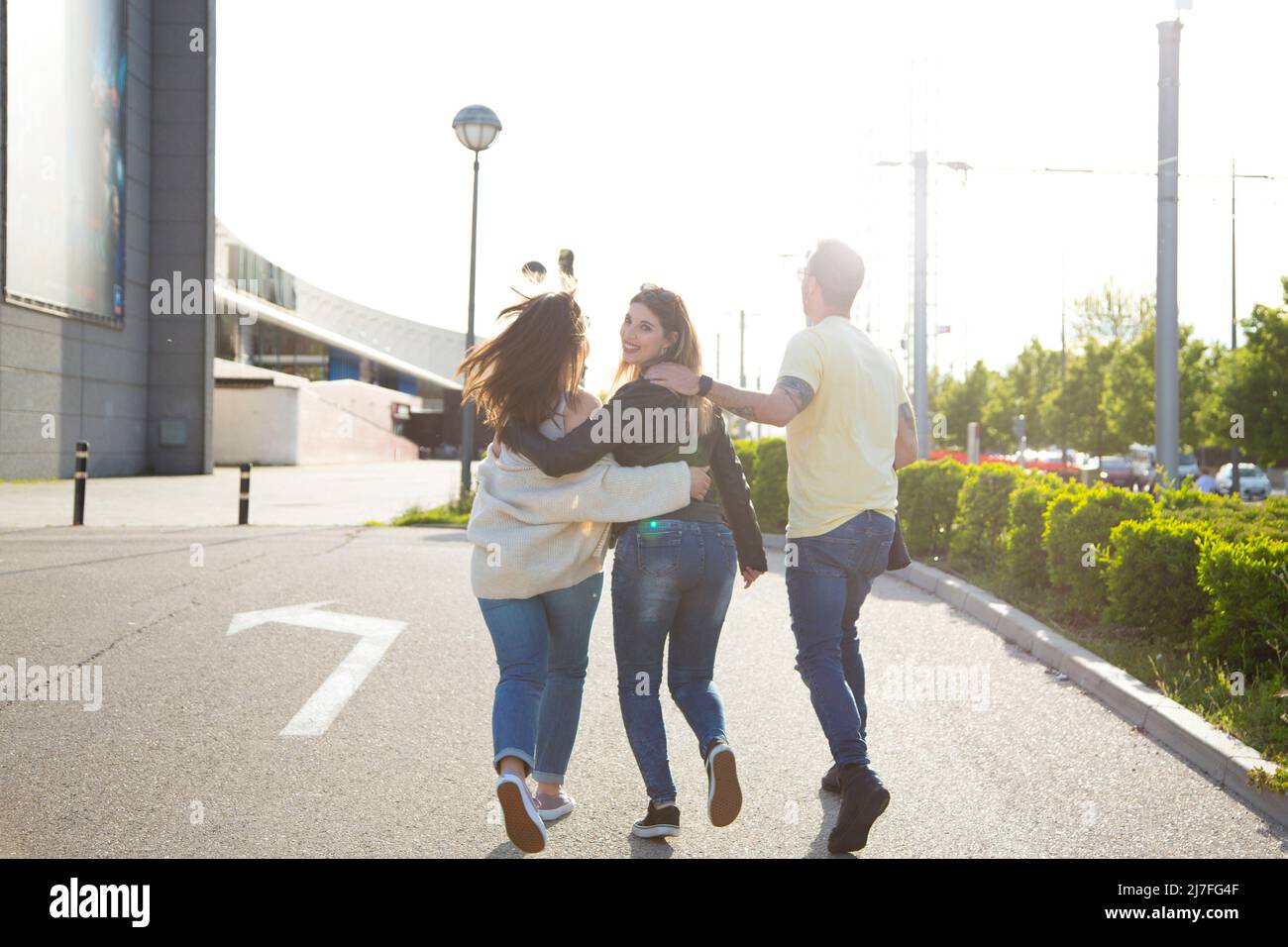 Group Of Happy Friends Having Fun In The Street. friendship concept ...