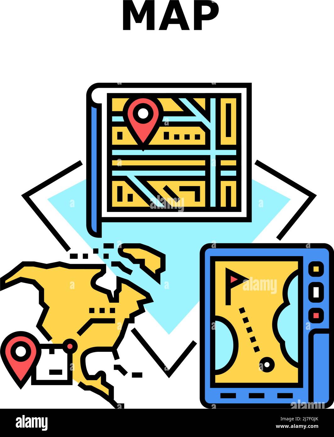 Map Navigation Vector Concept Color Illustration Stock Vector Image ...