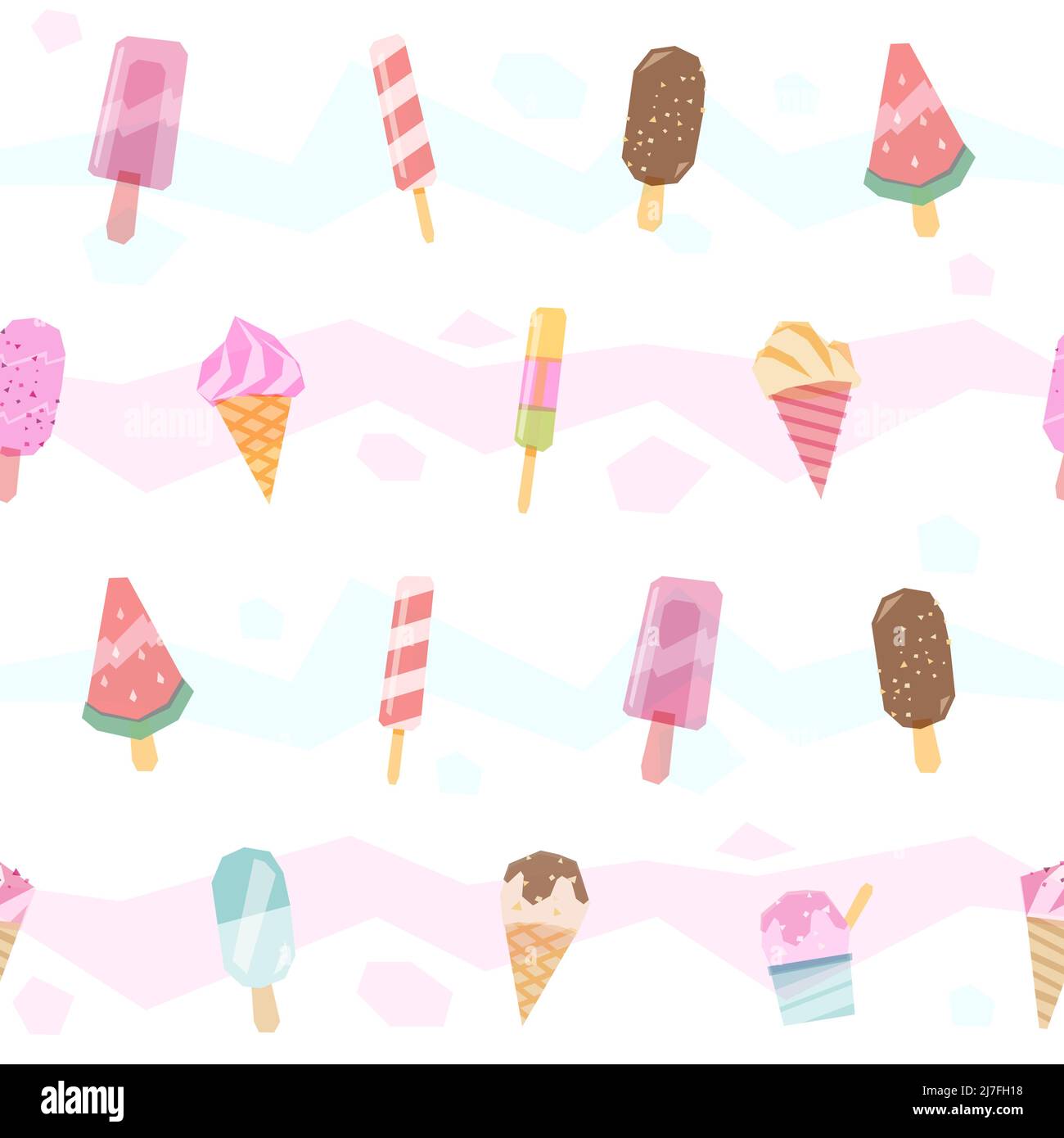 Juicy summer, colorful cartoon ice cream seamless pattern. Fruit ice ...