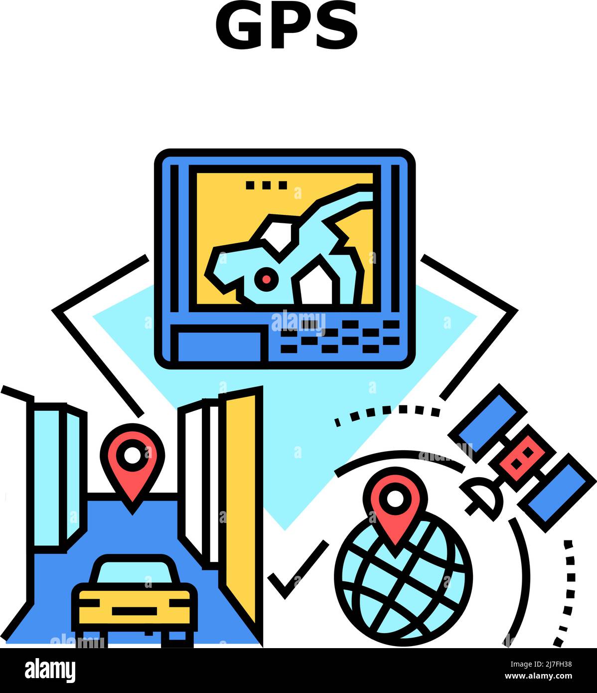 Gps Technology Vector Concept Color Illustration Stock Vector Image ...