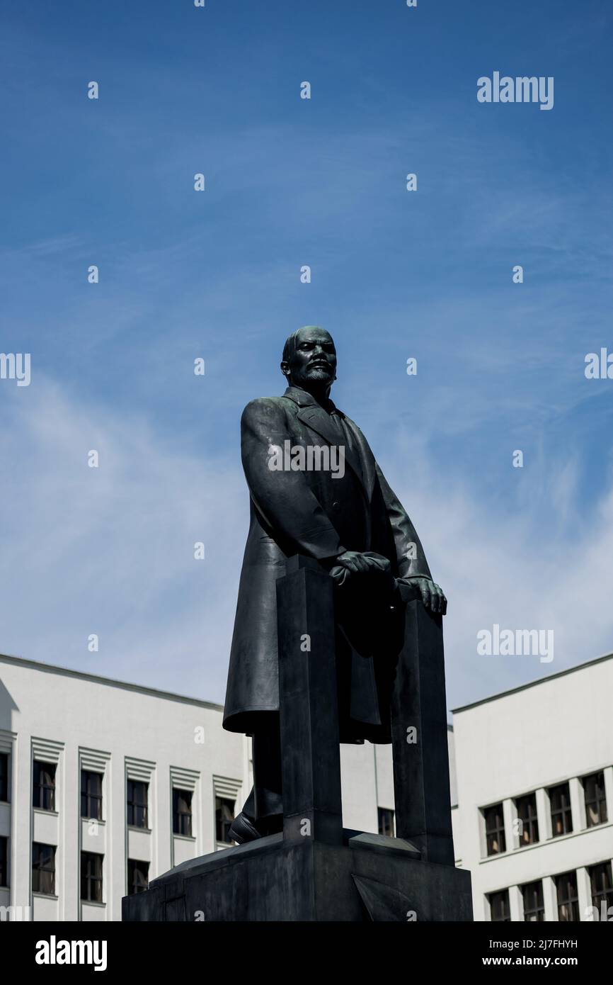Minsk, Belarus, May 2022 - full - grown monument to Vladimir Lenin ...