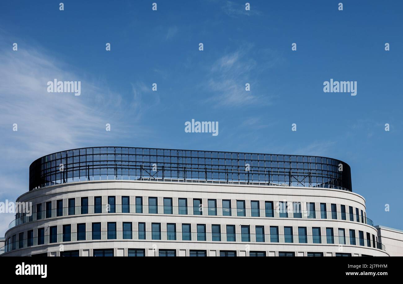 facade office building. modern architecture over blue sky background ...