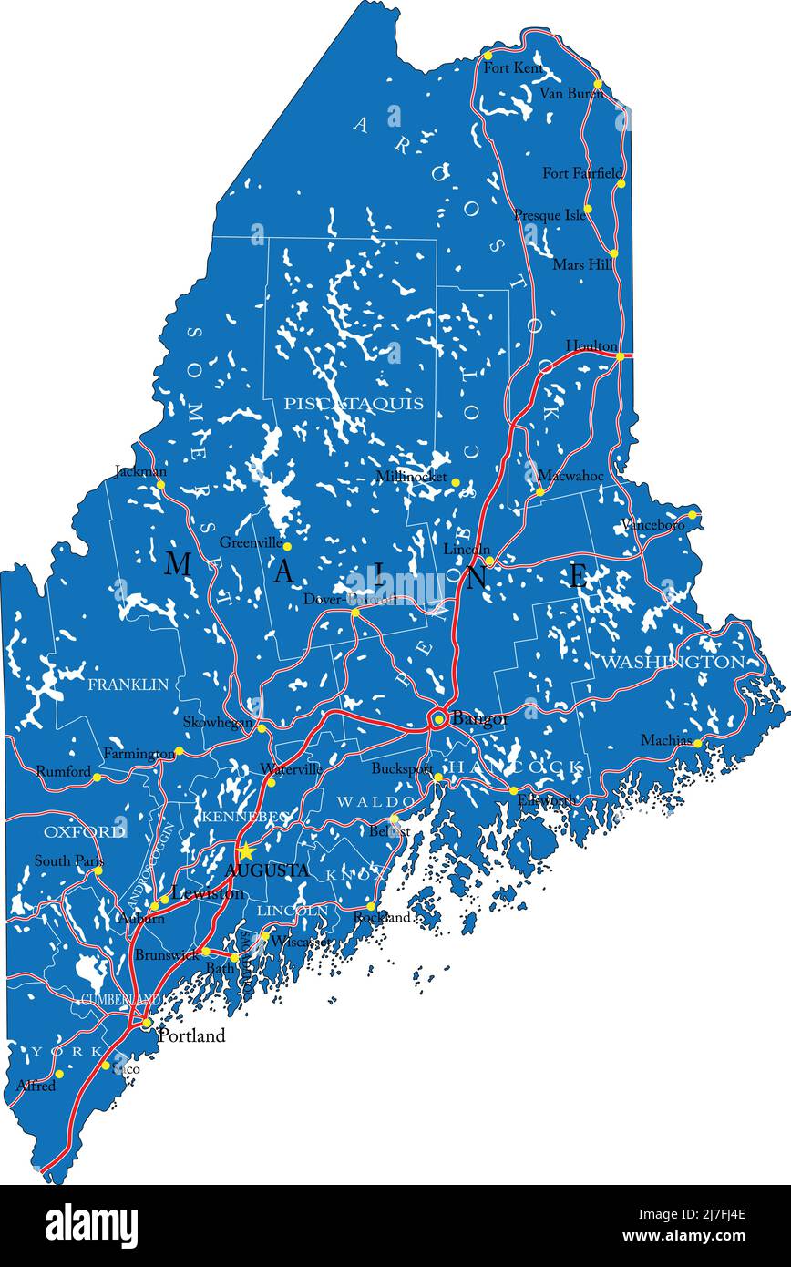 Large Detailed Map Of Maine With Cities And Towns