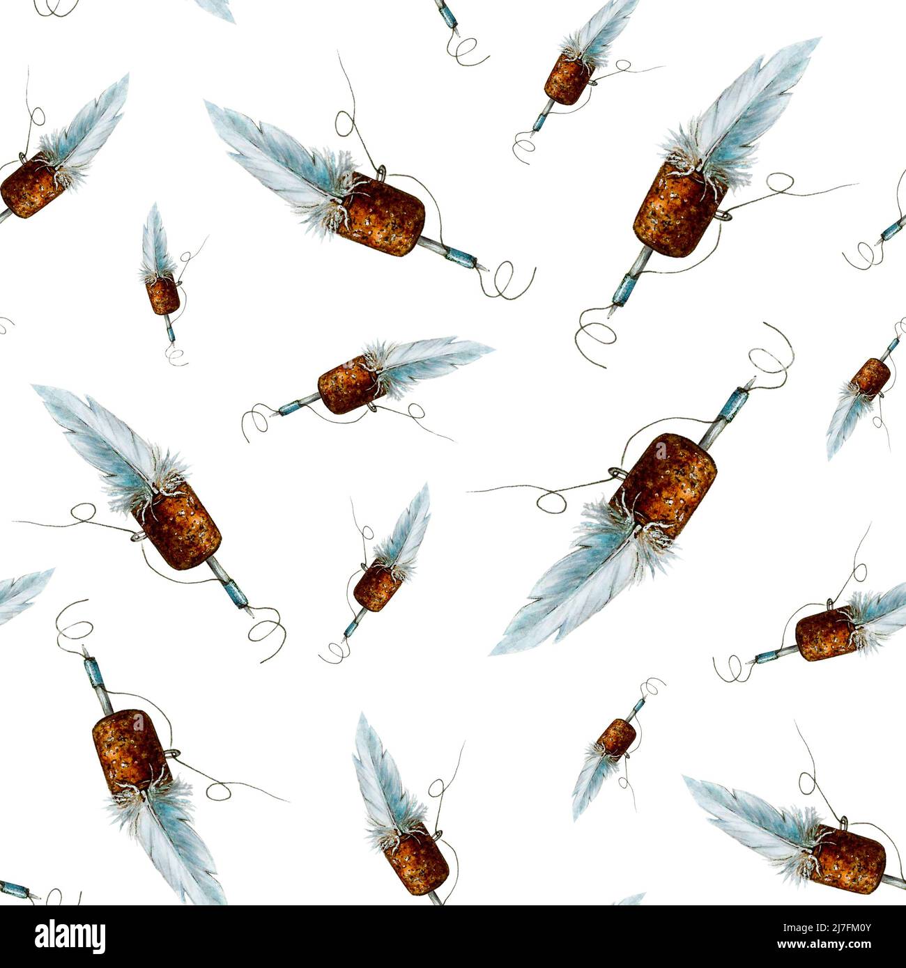Fishing seamless pattern with spinner and hook. Background illustration ...