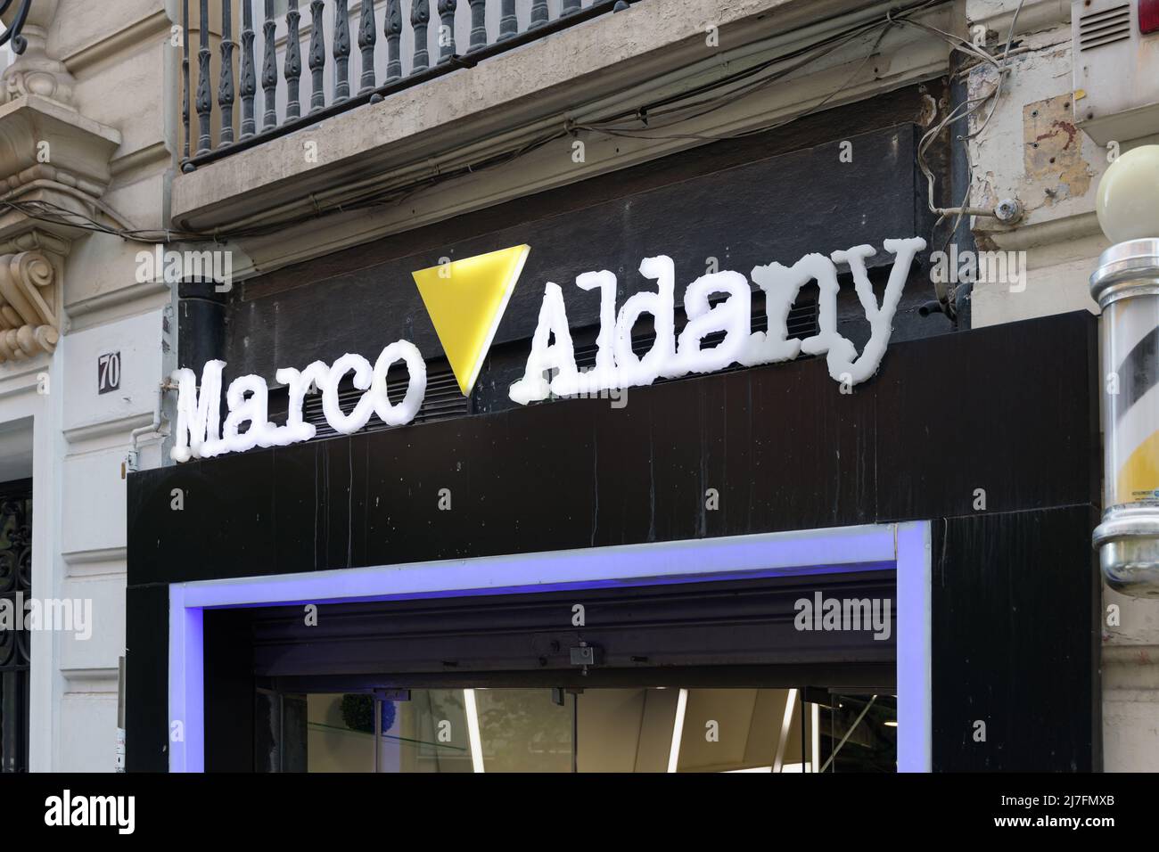 VALENCIA, SPAIN - MAY 05, 2022: Marco Aldany is a Spanish chain of ...