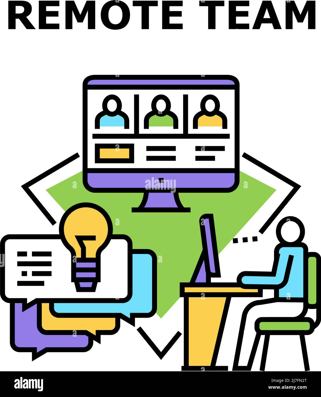 Remote Team Vector Concept Color Illustration Stock Vector Image & Art ...