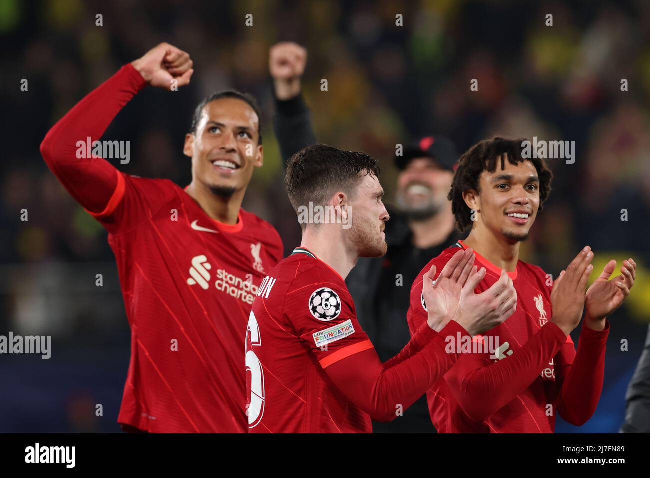 Villarreal, Spain, 3rd May 2022. Andrew Robertson, Virgil van Dijk and ...