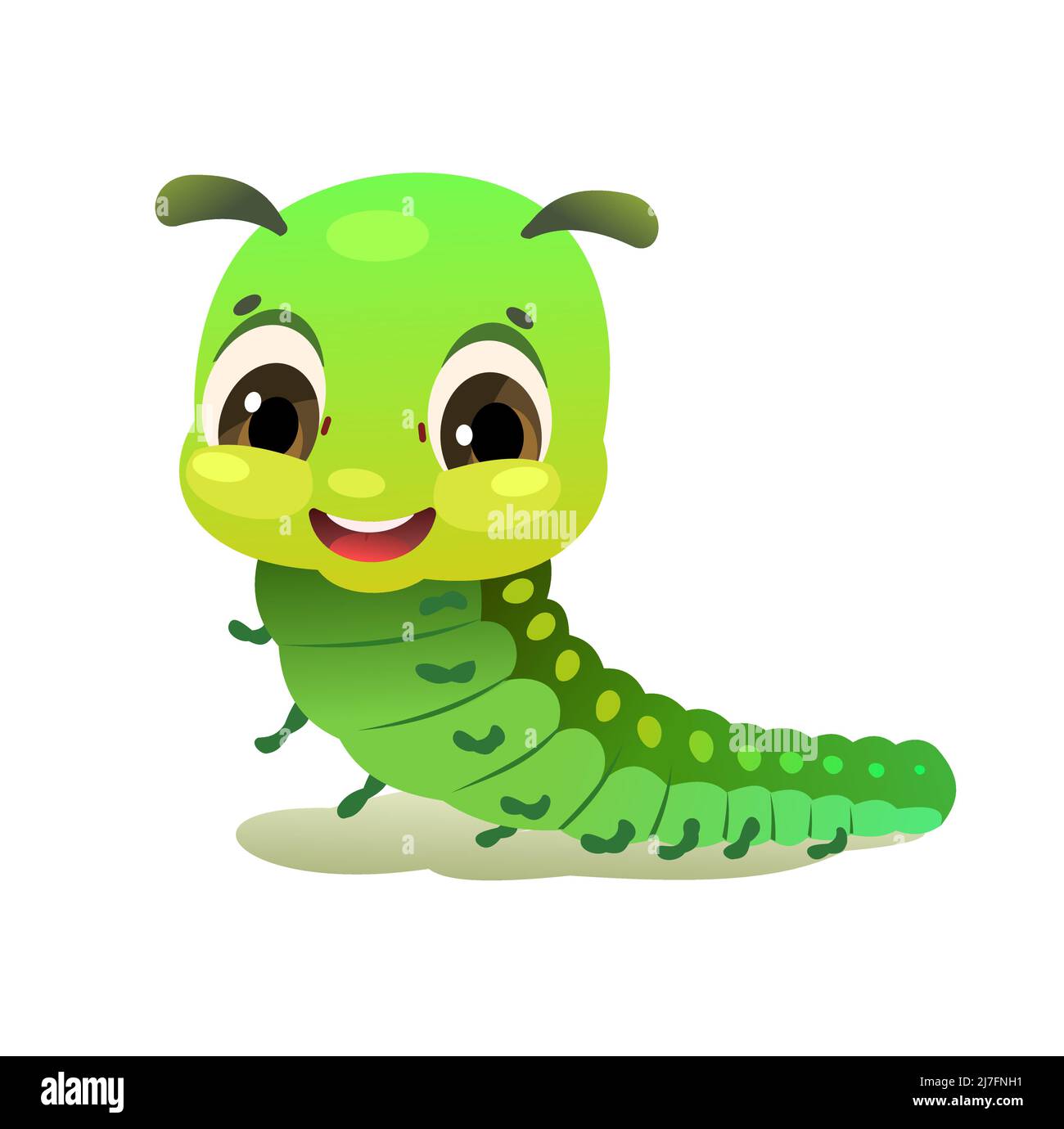 Caterpillar small. wildlife object. Little funny insect. Cute cartoon ...