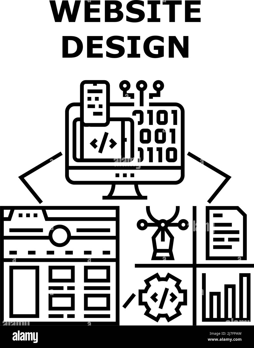 Website Design Vector Concept Black Illustration Stock Vector Image ...