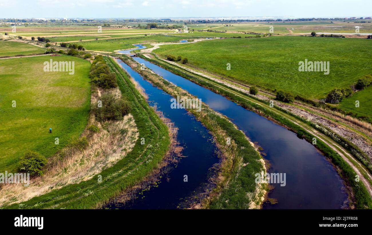 Low Altitude Aerial View of Roaring Gutter Dyke, in the Lydden Valley ...
