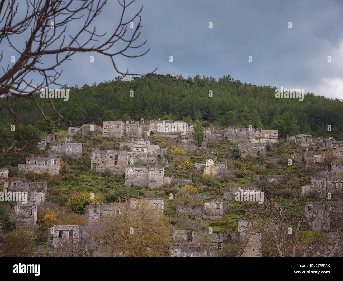 Abandoned Greek village Kayakoy ghost town in Fethiye Izmir Turkey. The ...
