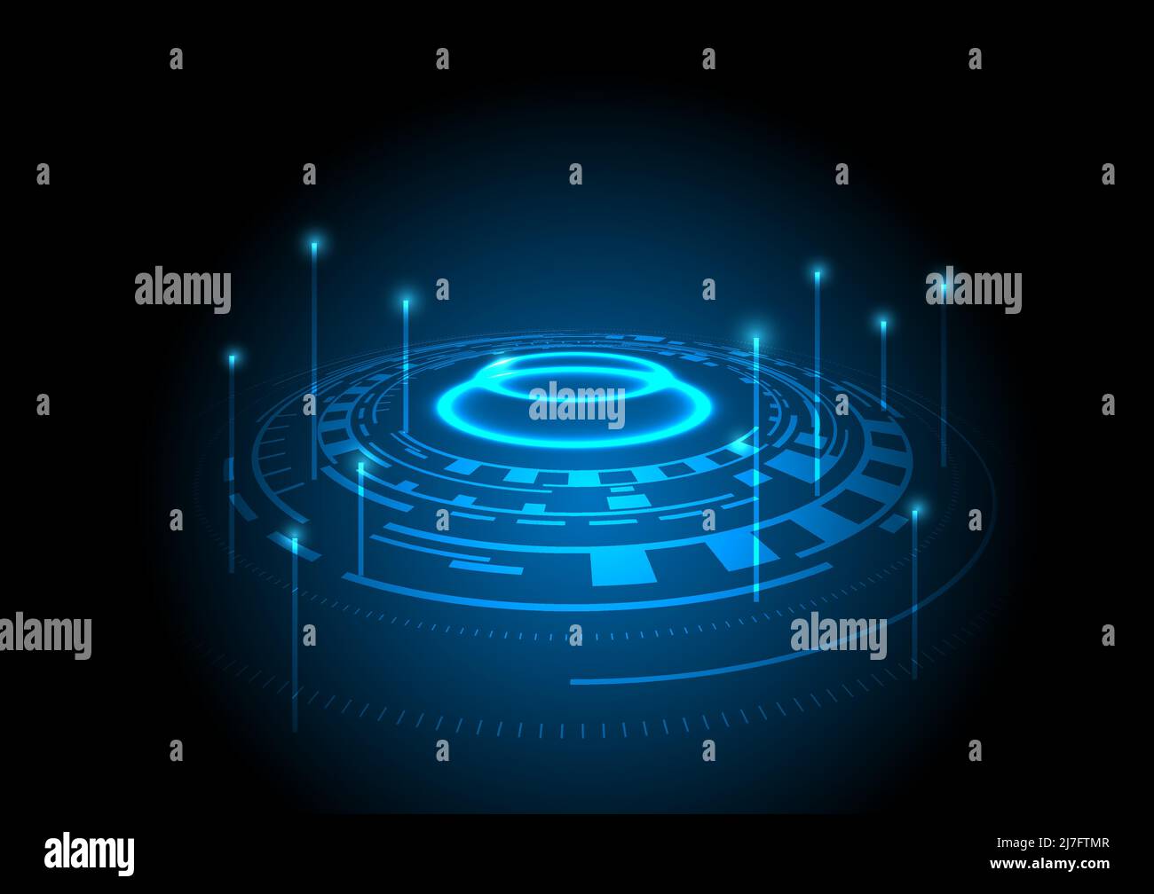 Abstract futuristic technology circle on blue background. Vector ...