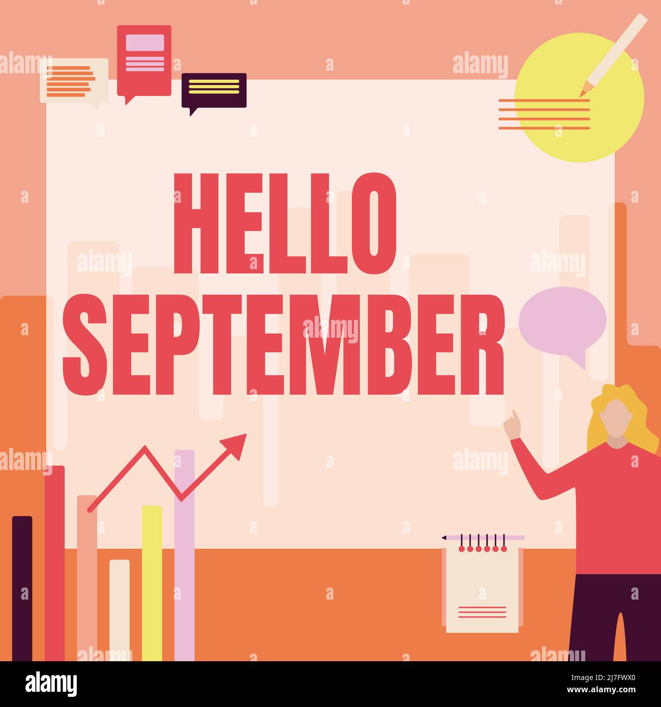 Writing displaying text Hello September. Word for Eagerly wanting a ...