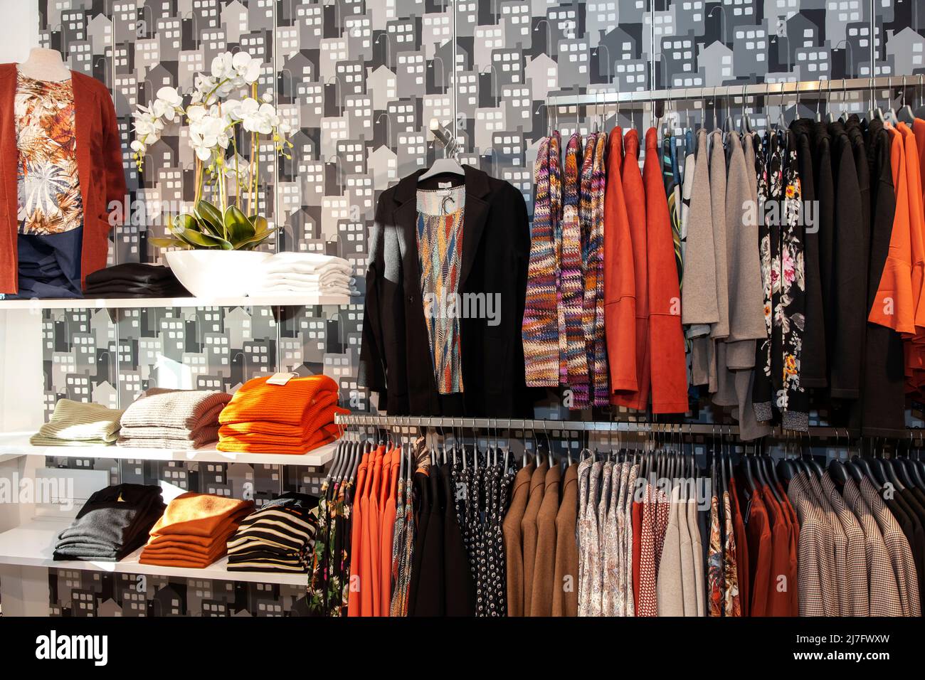 Interior of clothes shop Stock Photo - Alamy