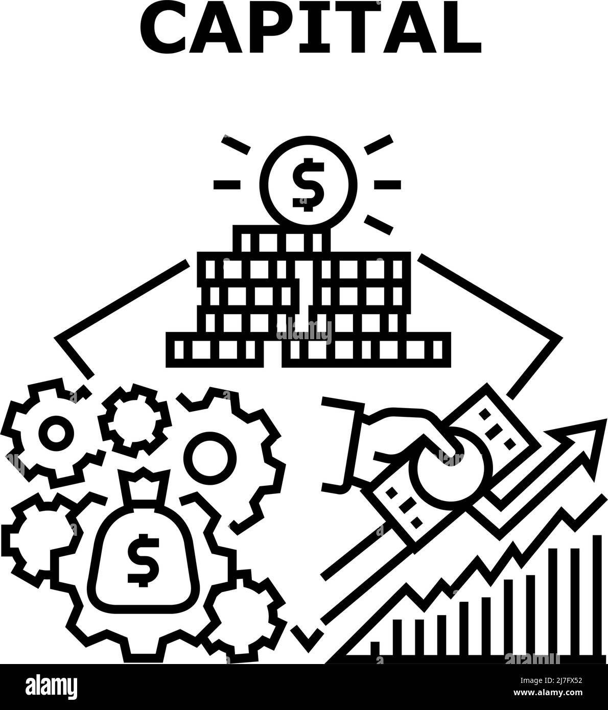 Capital Money Vector Concept Black Illustration Stock Vector Image ...