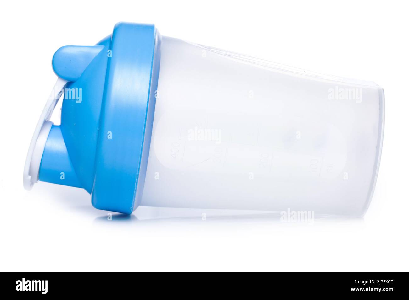 Empty protein shaker isolated on white background Stock Photo - Alamy