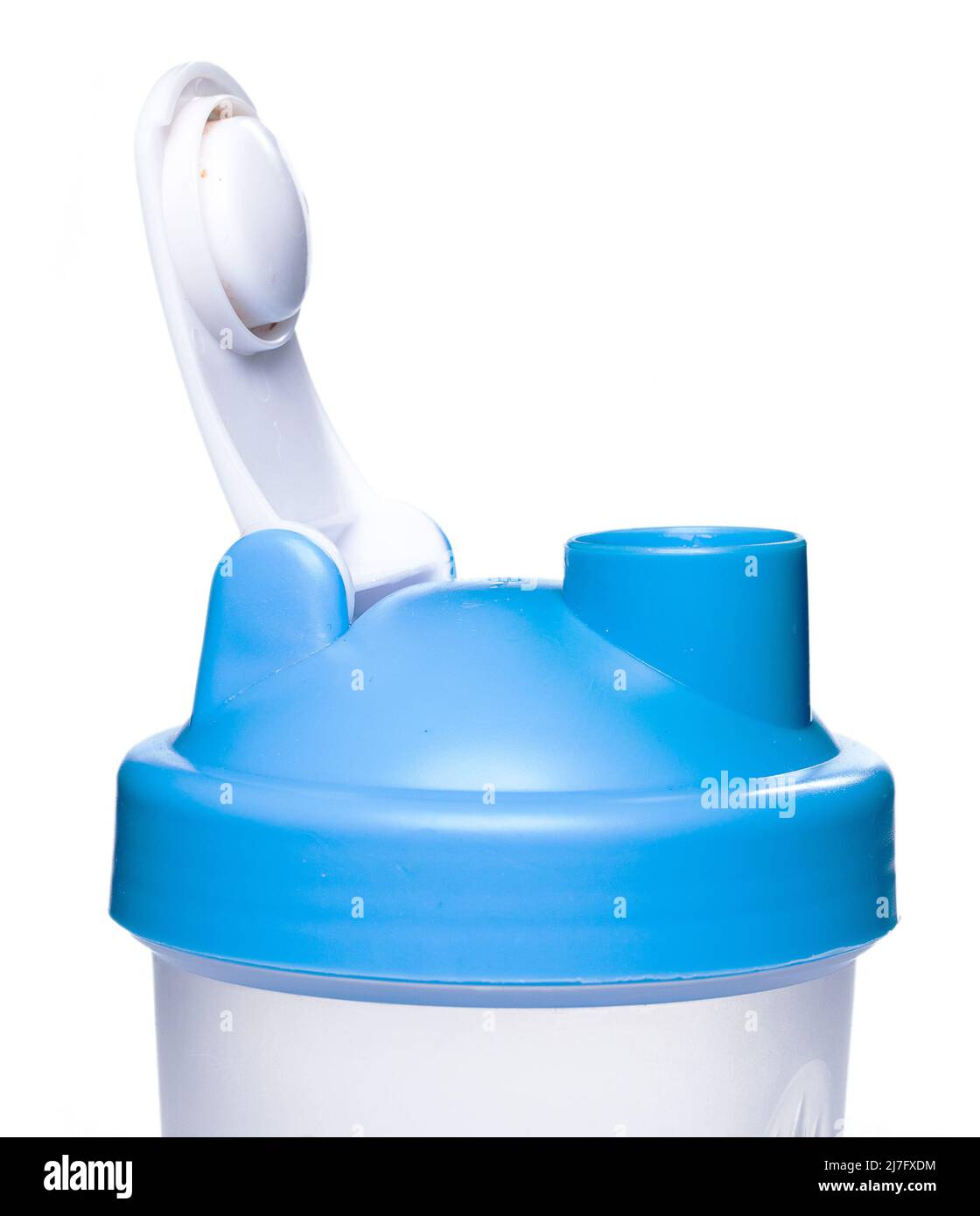 Empty protein shaker isolated on white background Stock Photo - Alamy