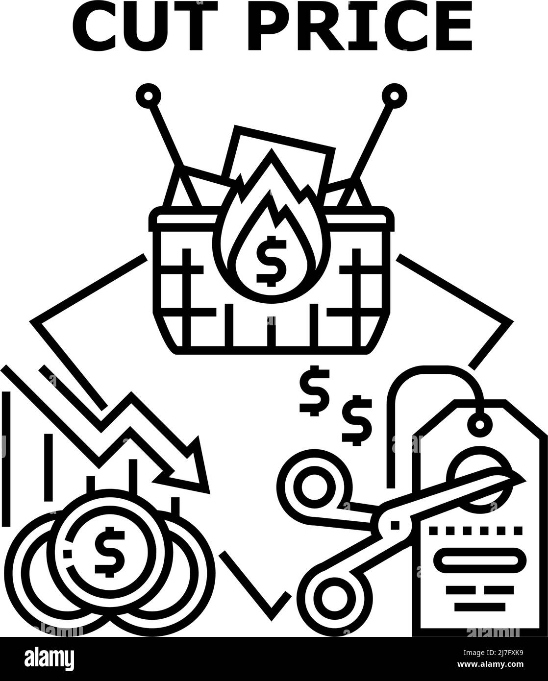 Cut Price Coupon Vector Concept Black Illustration Stock Vector Image ...