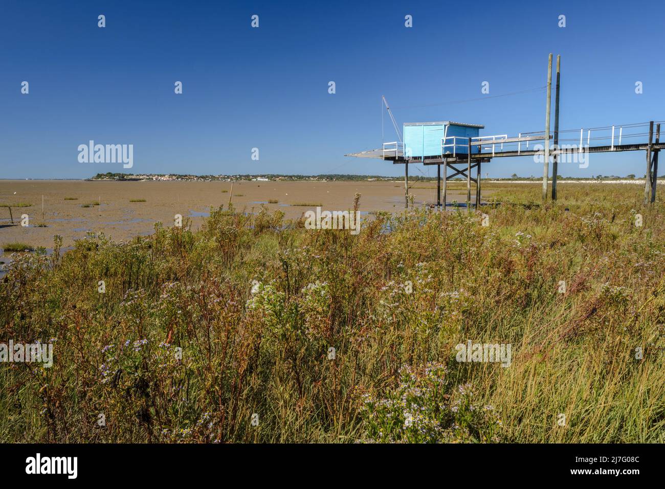 Fishing hut on stilts west Atlantic coast France in Charente Maritime ...