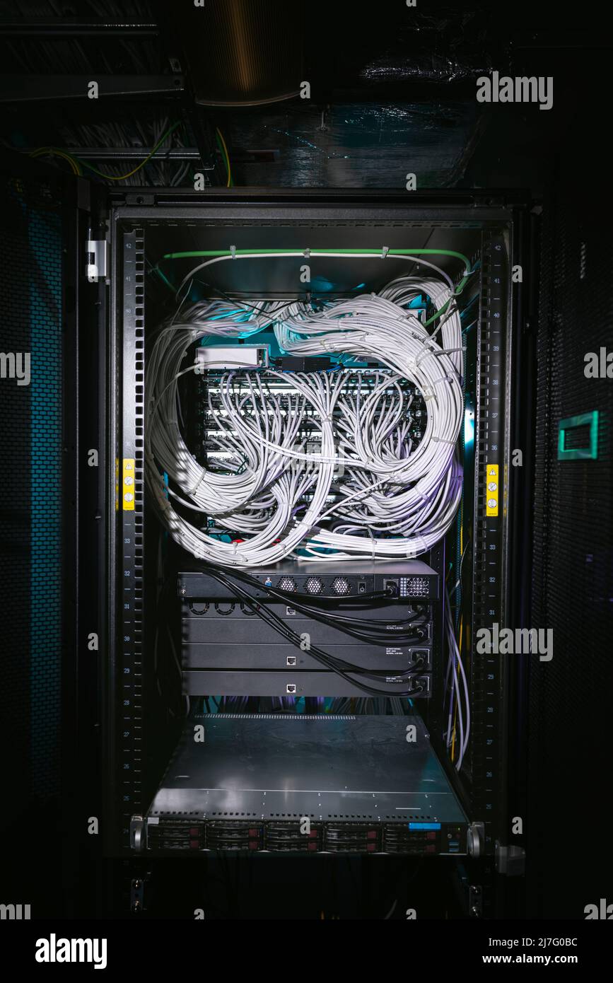 Bunch of cables in server room Stock Photo - Alamy