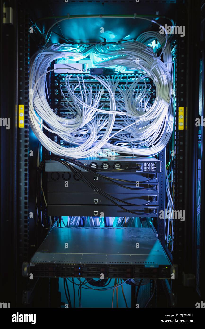 Bunch of cables in server room Stock Photo - Alamy